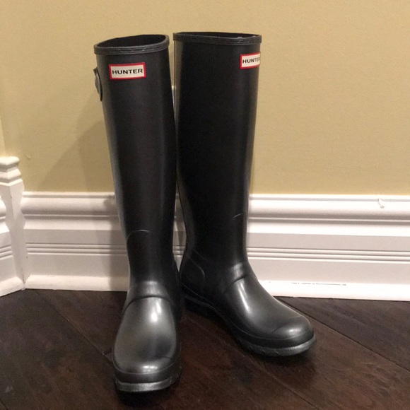 Hunter | Shoes | Hunter Tall Rain Boot In Metallic Grey | Poshmark